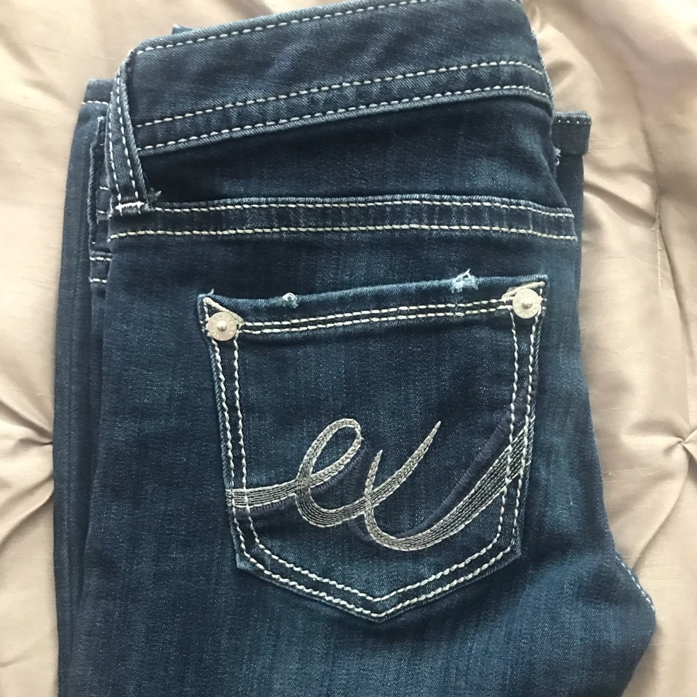 Express Contrast Stitch Low Rise Jeans - Gem